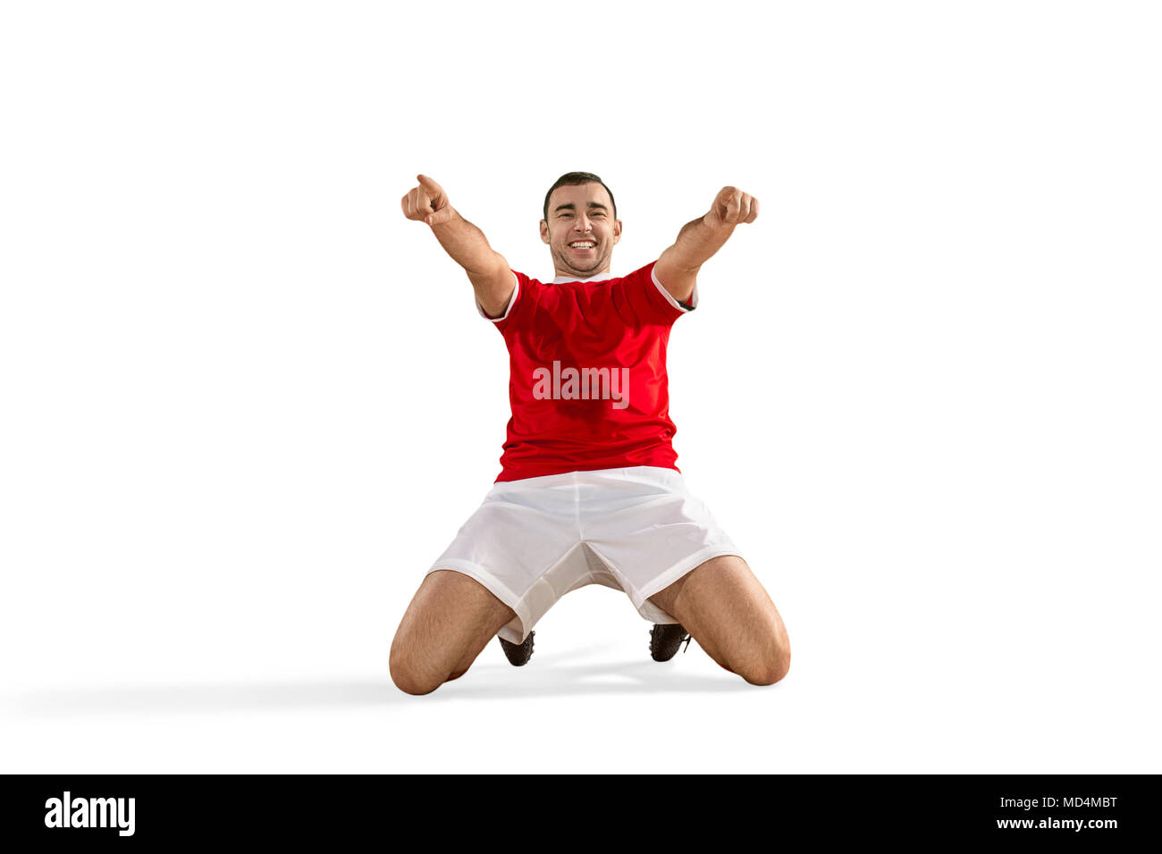 Happiness football player after goal Stock Photo - Alamy