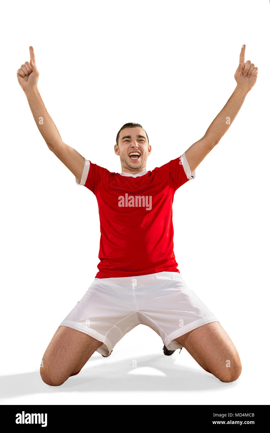 Happiness football player after goal Stock Photo - Alamy