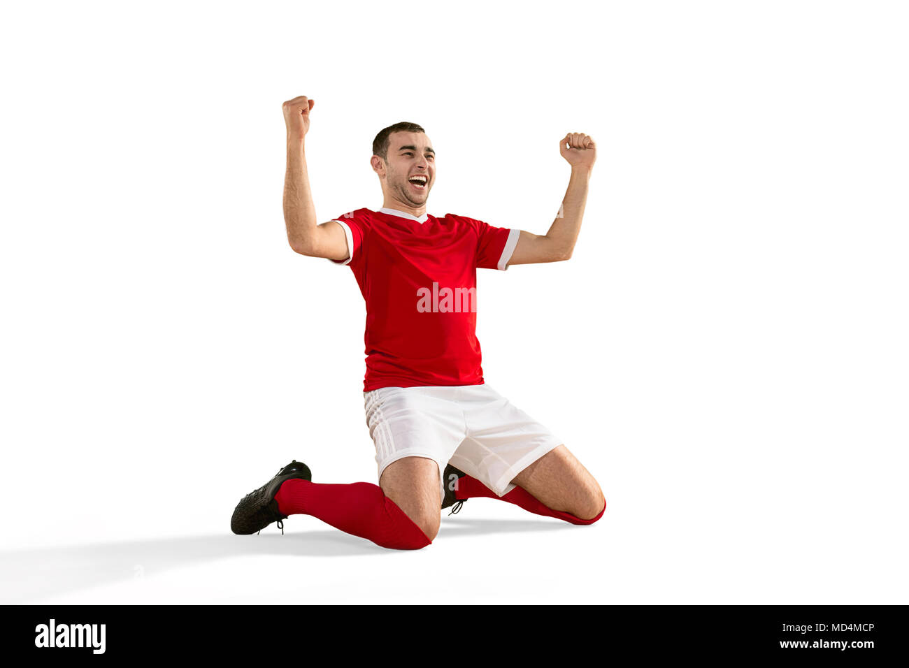 Happiness football player after goal Stock Photo - Alamy