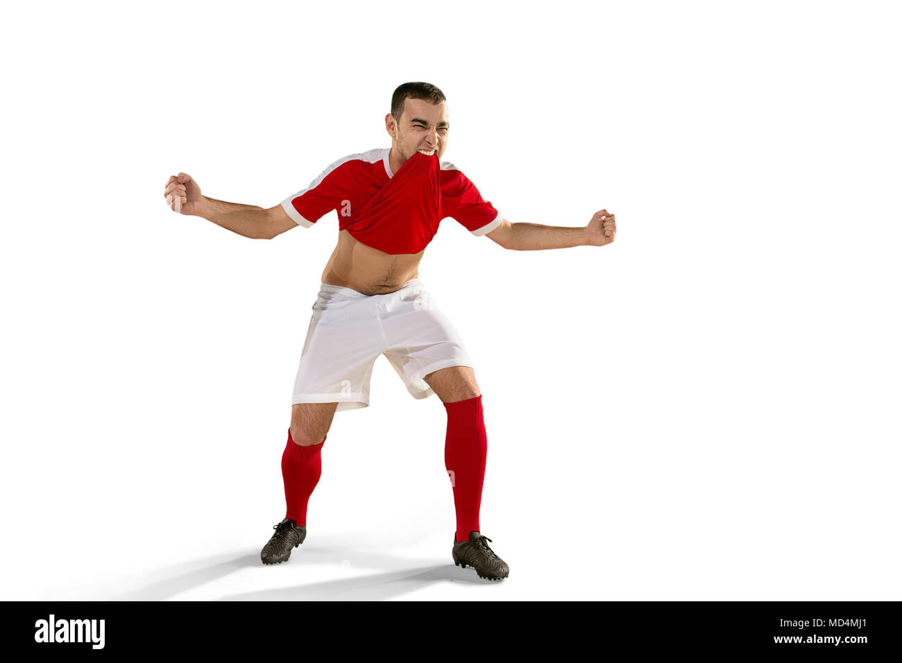 Happiness football player after goal Stock Photo - Alamy