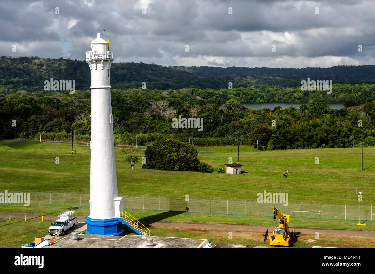 lighthouse in Panama Canal Stock Photo - Alamy