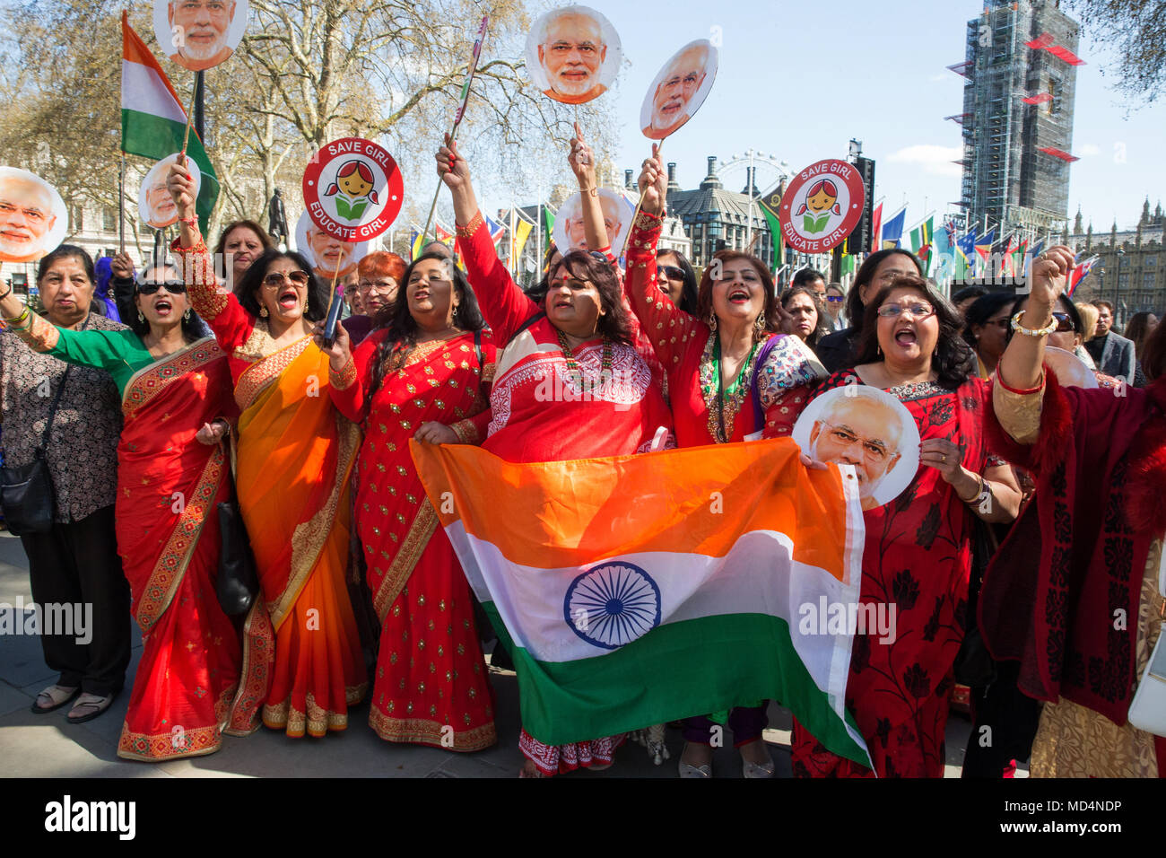 Female supporters of Narendra Modi, Prime Minister of India. He was ...