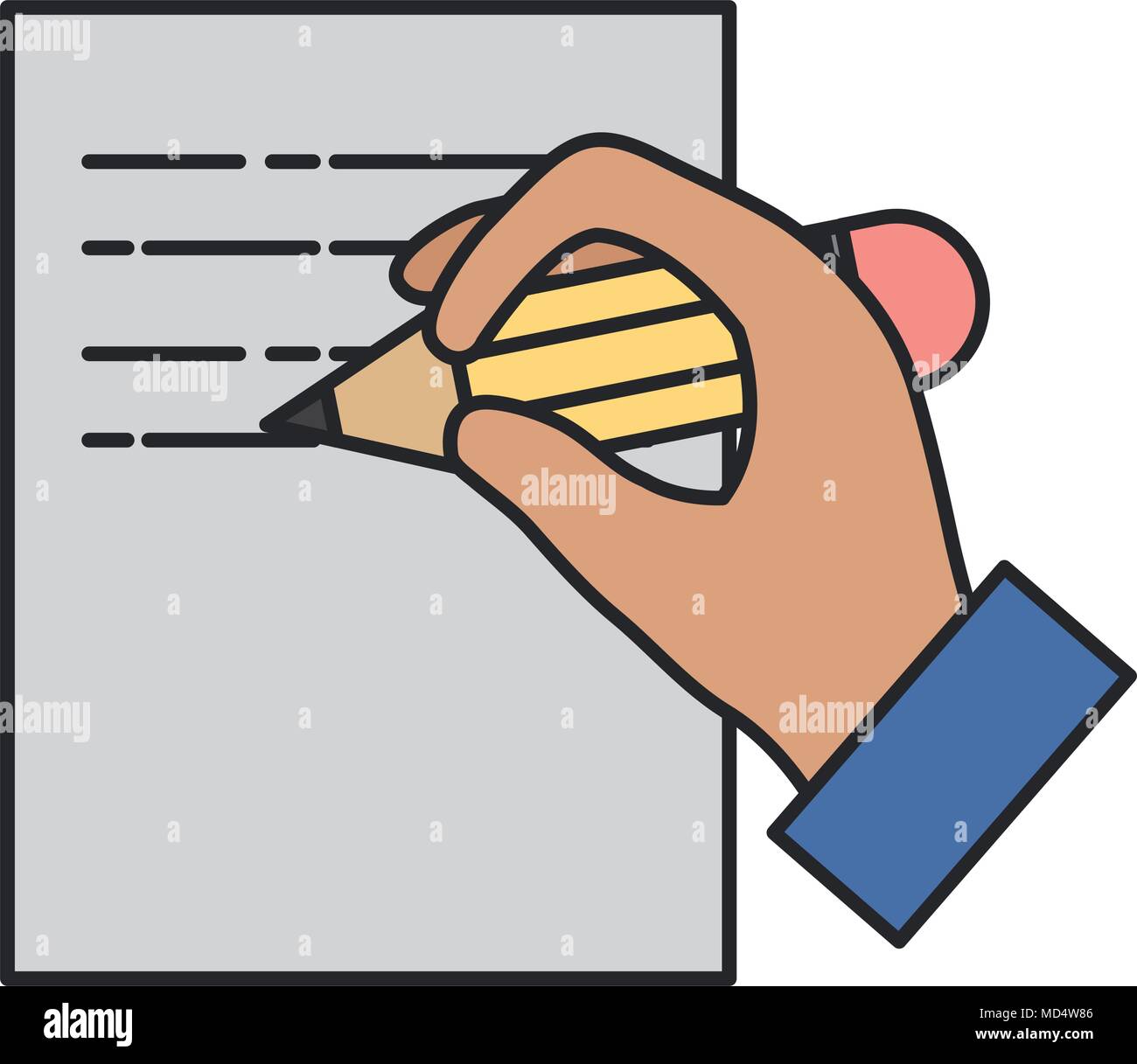 hand writing with pencil in paper vector illustration design Stock ...