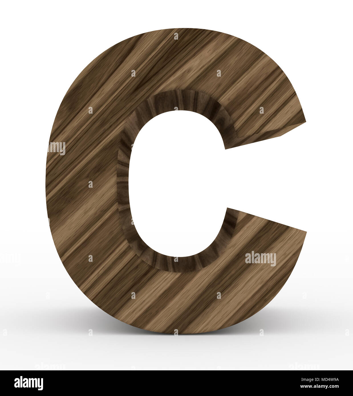 letter C 3d wooden isolated on white - 3d rendering Stock Photo - Alamy