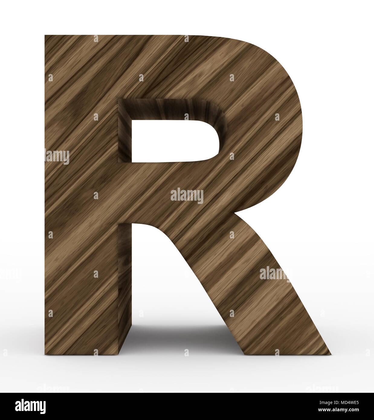 letter R 3d wooden isolated on white - 3d rendering Stock Photo - Alamy