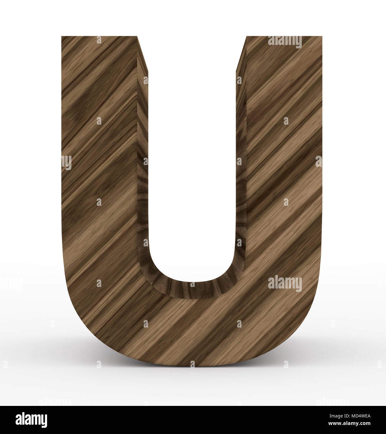 letter U 3d wooden isolated on white - 3d rendering Stock Photo - Alamy