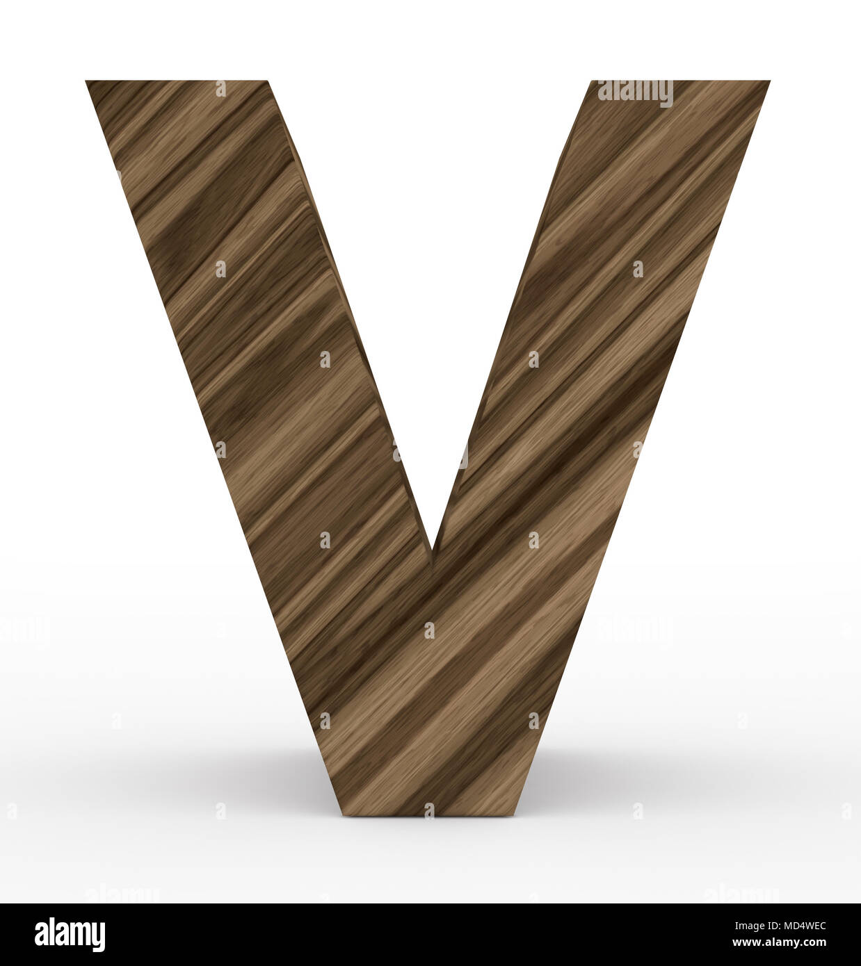 letter V 3d wooden isolated on white - 3d rendering Stock Photo - Alamy