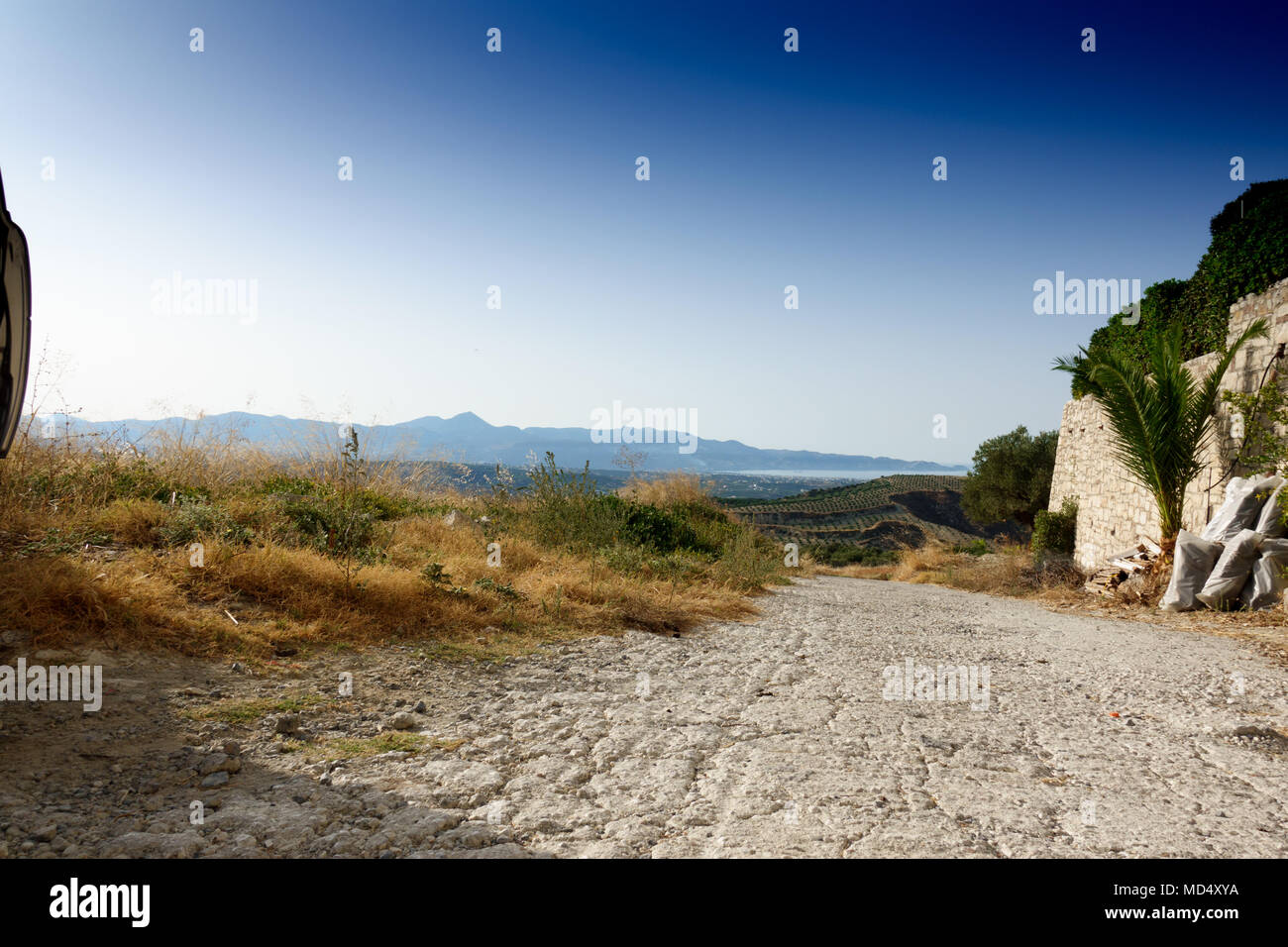 Agricultural field and mountain, Crete, Greece Stock Photo - Alamy
