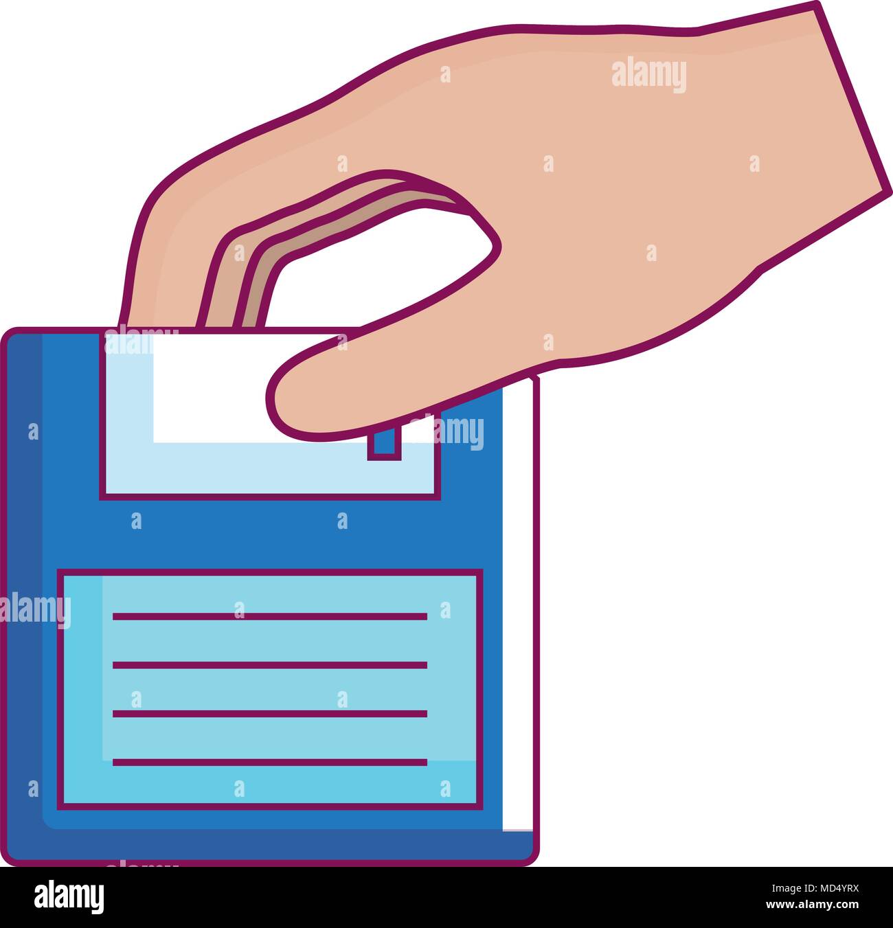 hand with floppy disk retro icon Stock Vector Image & Art - Alamy