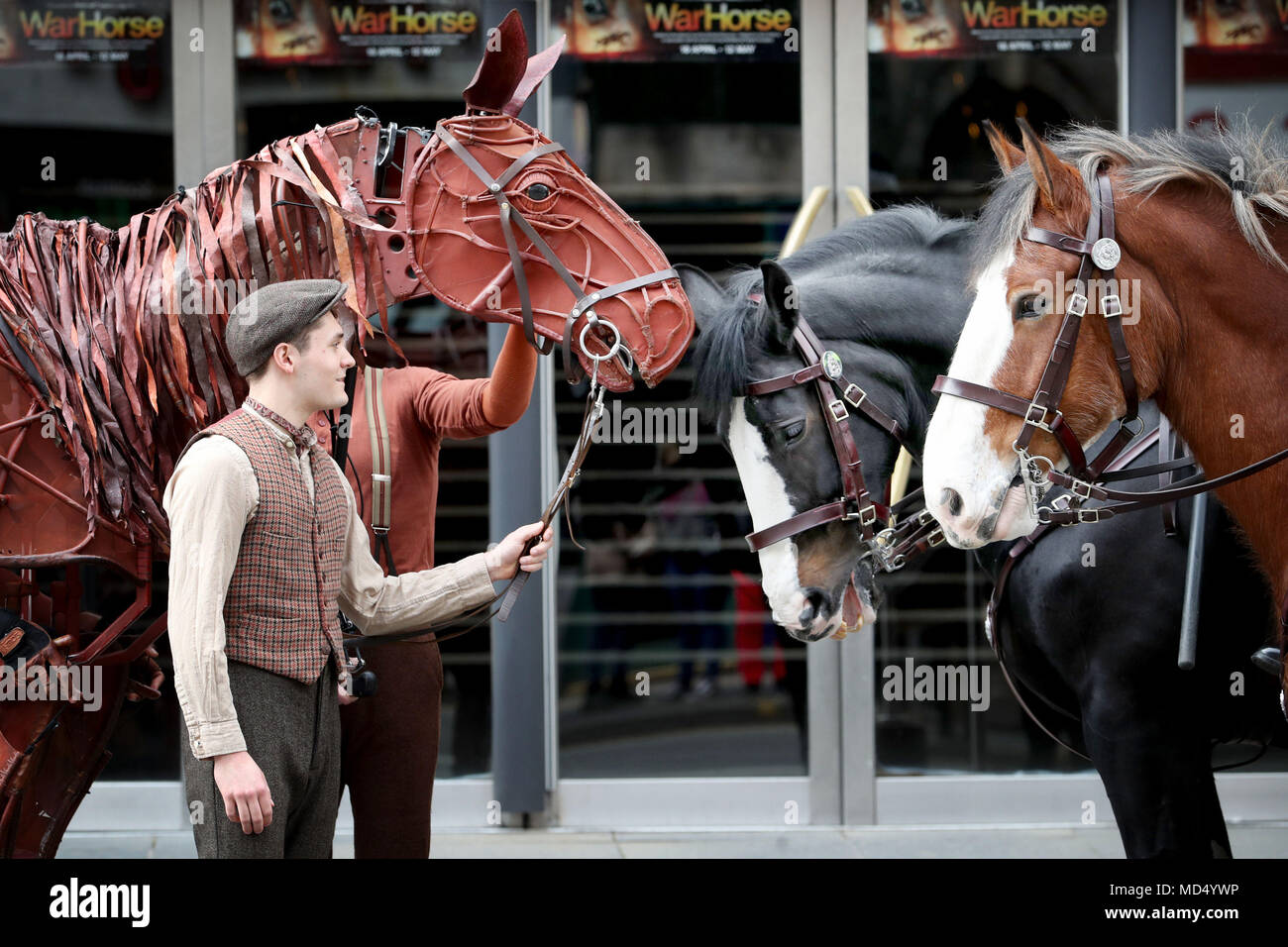 Joey, the life-size horse puppet used in War Horse, along with actor ...