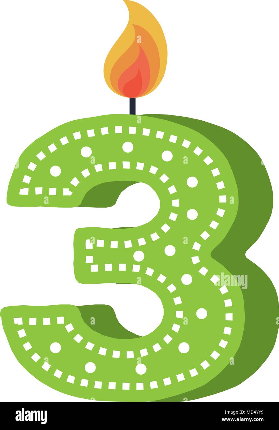 birthday candle with number three Stock Vector Image & Art - Alamy