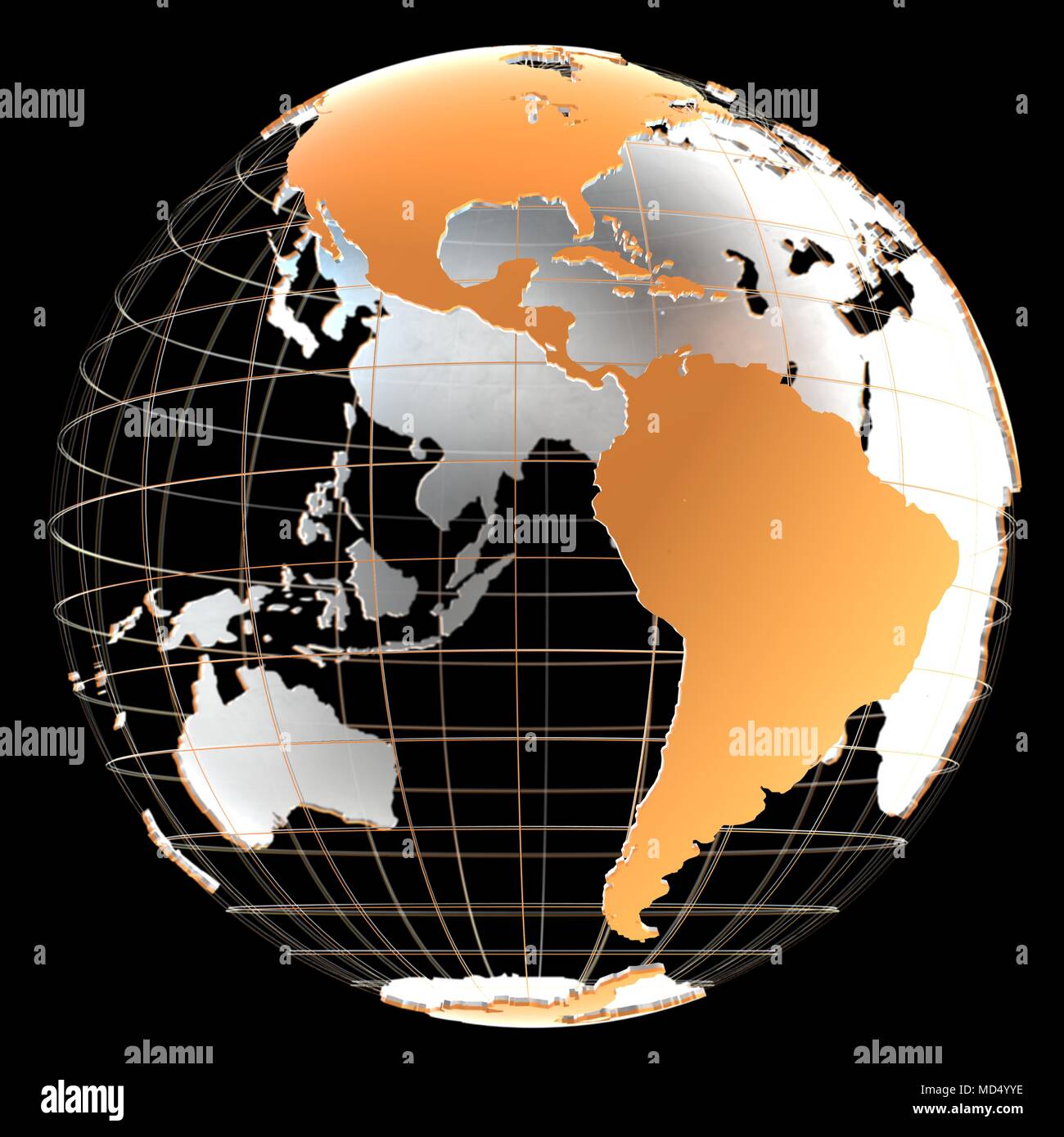 3d globe with continents and meridian lines Stock Photo - Alamy