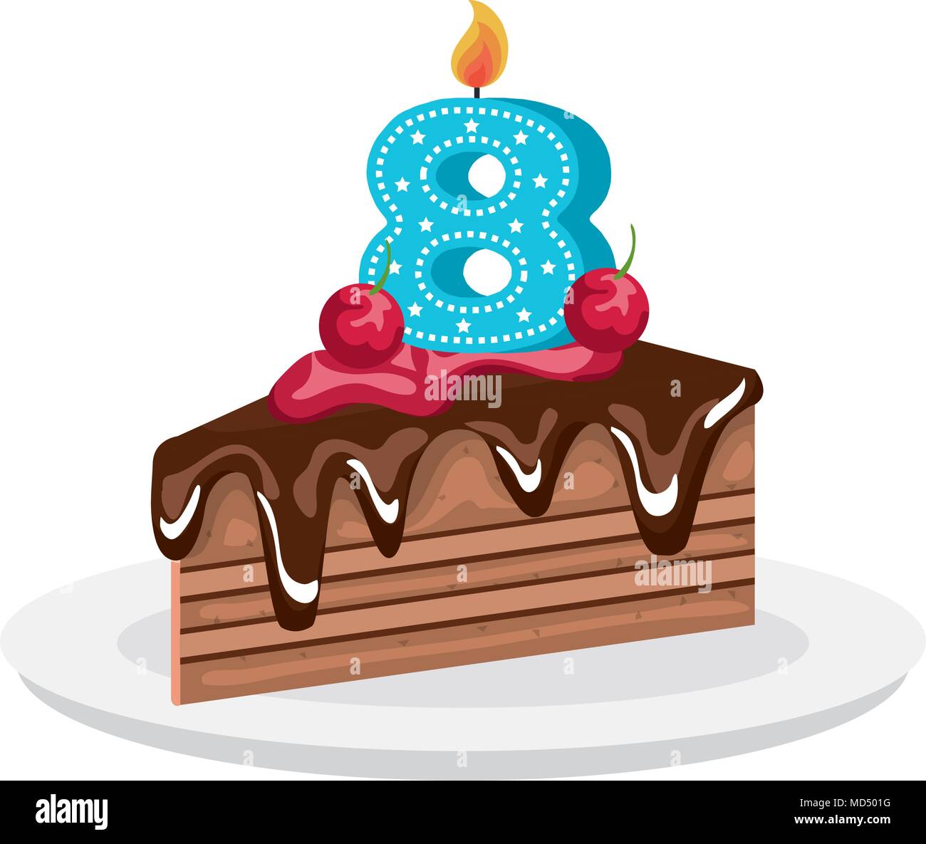 delicious cake portion with number eight Stock Vector Image & Art - Alamy