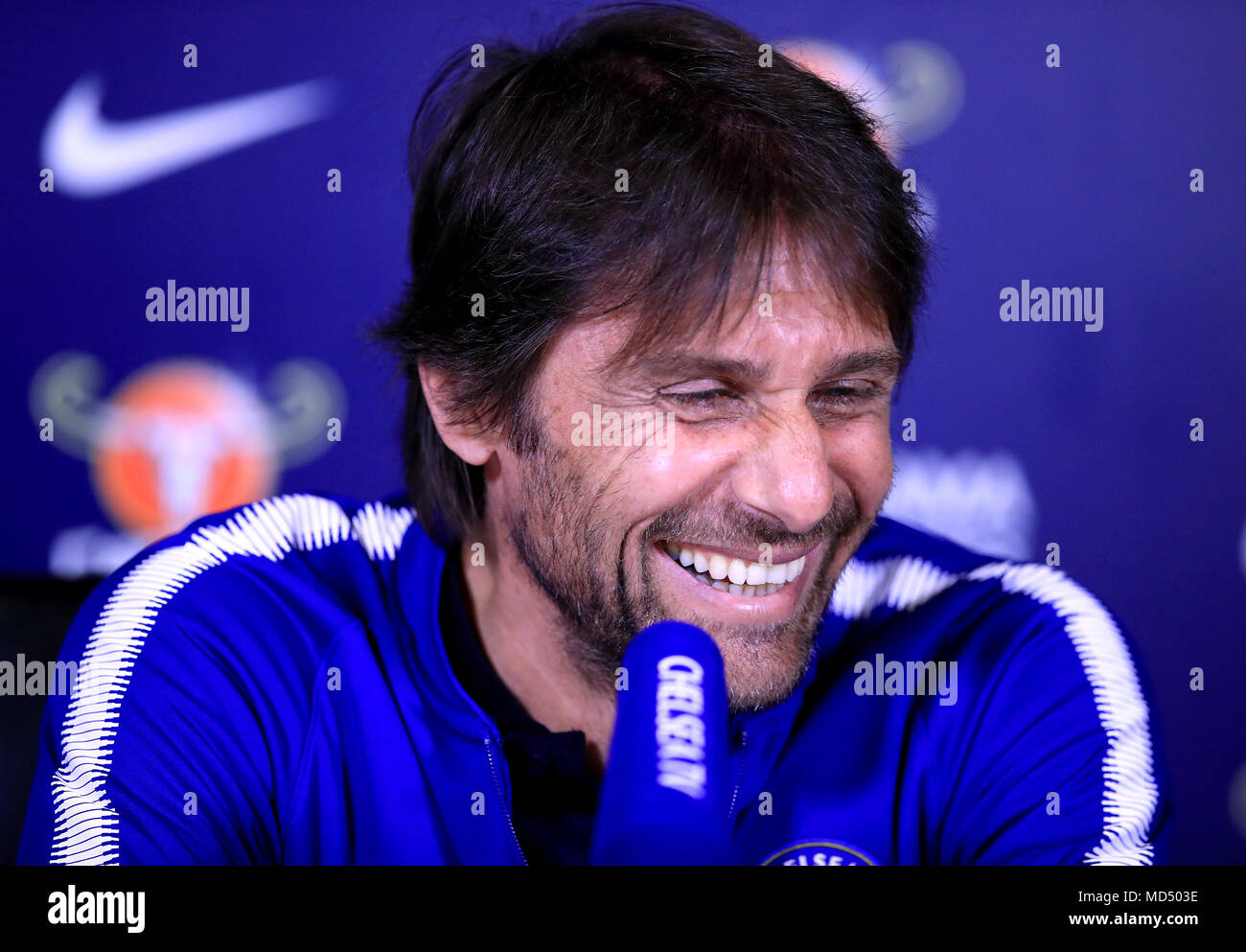 Chelsea manager Antonio Conte during a press conference at Cobham ...