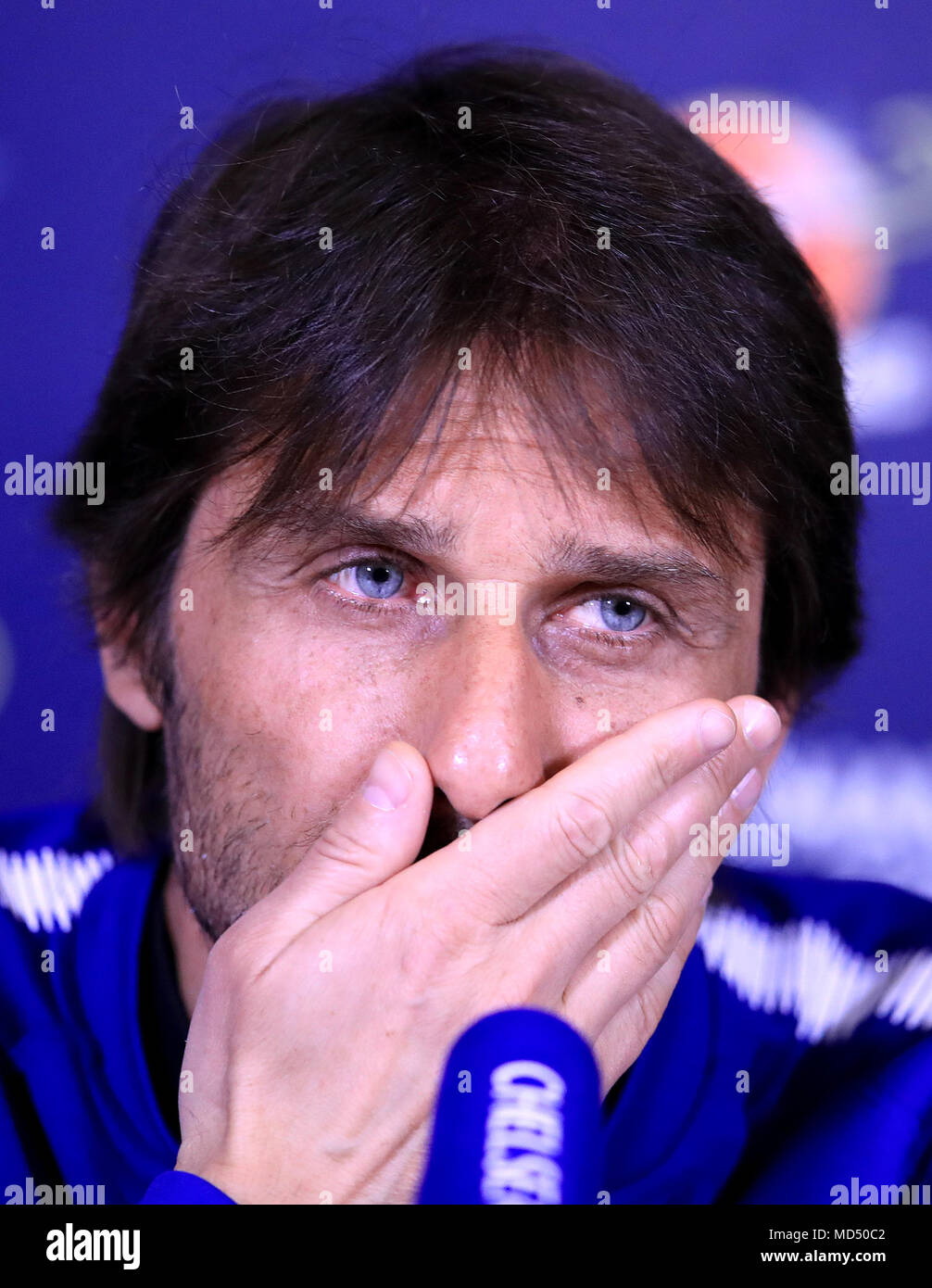 Chelsea manager Antonio Conte during a press conference at Cobham ...