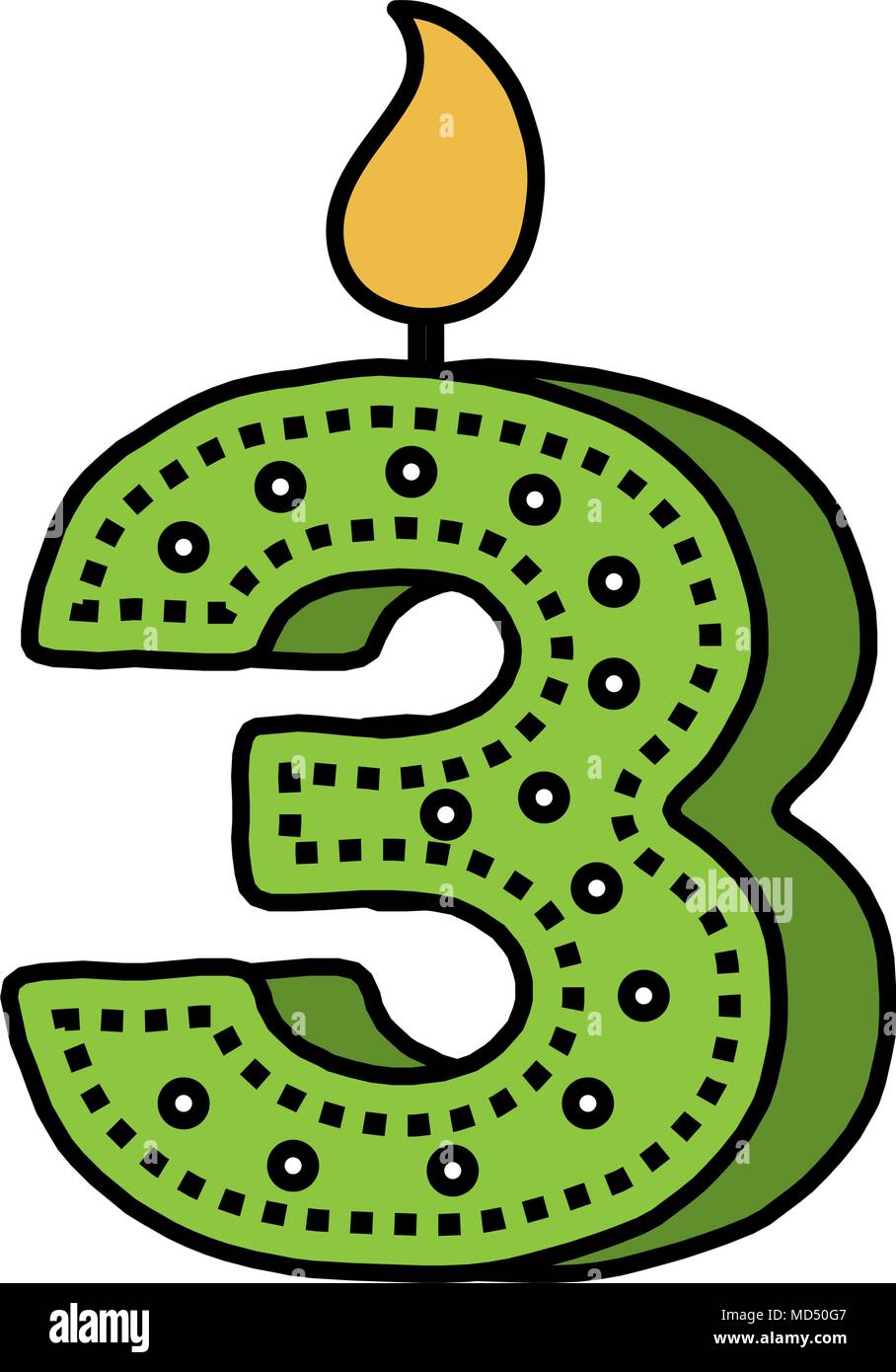 birthday candle with number three Stock Vector Image & Art - Alamy