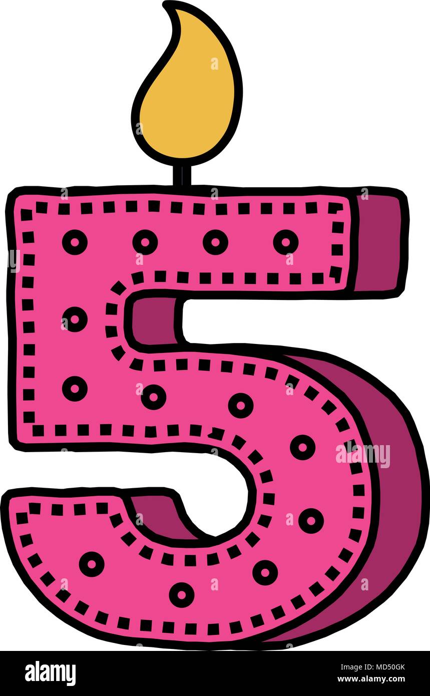 birthday candle with number five Stock Vector Image & Art - Alamy