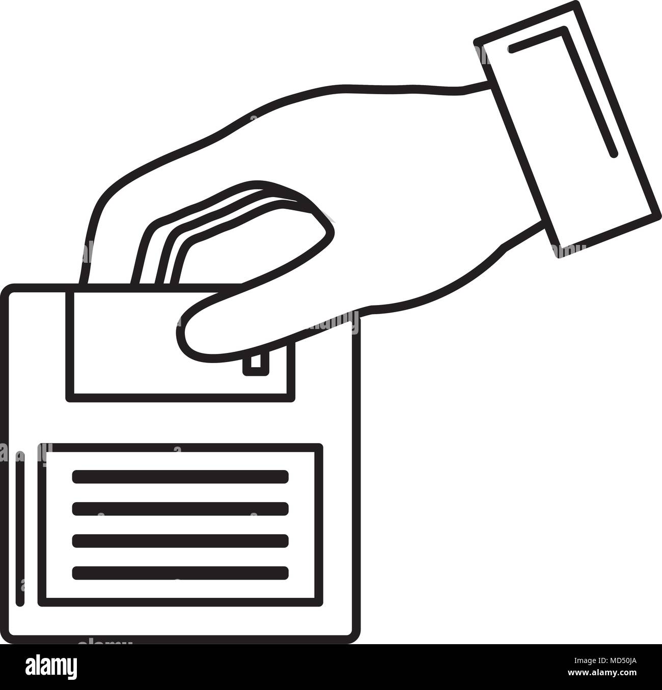 hand with floppy disk retro icon Stock Vector Image & Art - Alamy
