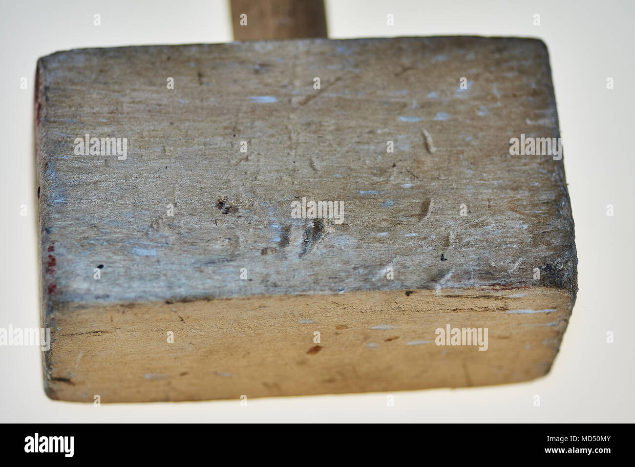 A hammer from a tree lies on an isolated background. The hammer was ...
