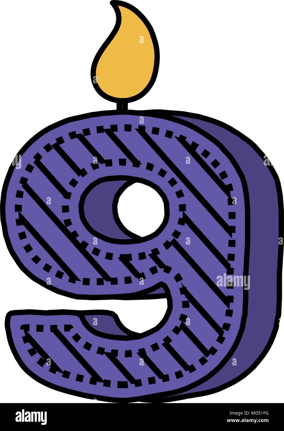 birthday candle with number nine Stock Vector Image & Art - Alamy