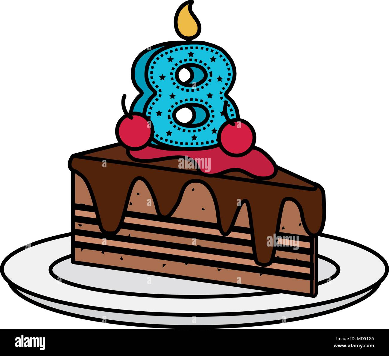 delicious cake portion with number eight Stock Vector Image & Art - Alamy