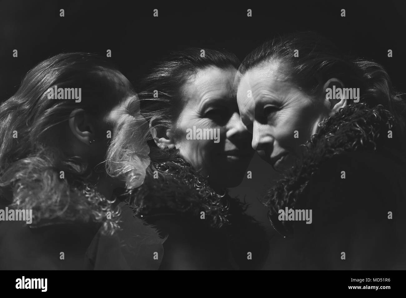 Woman portrait three faces hi-res stock photography and images - Alamy