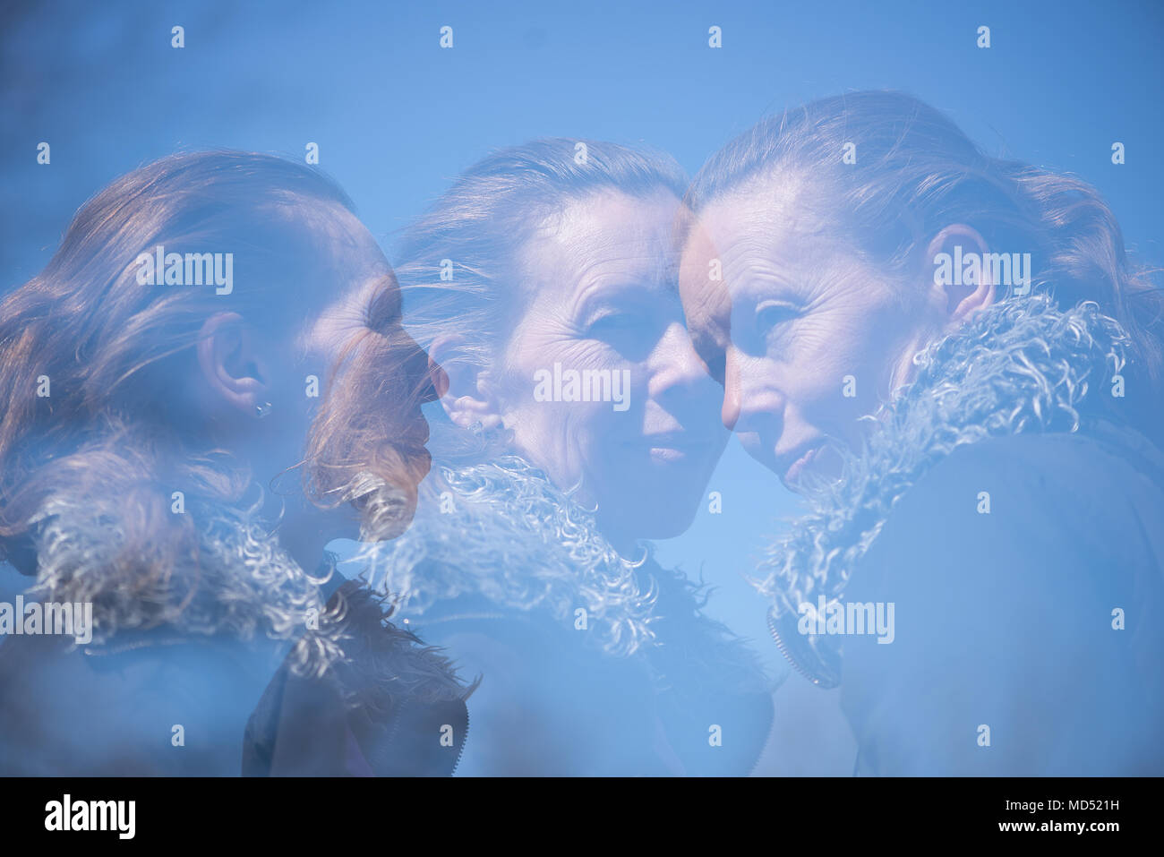 Woman portrait three faces hi-res stock photography and images - Alamy