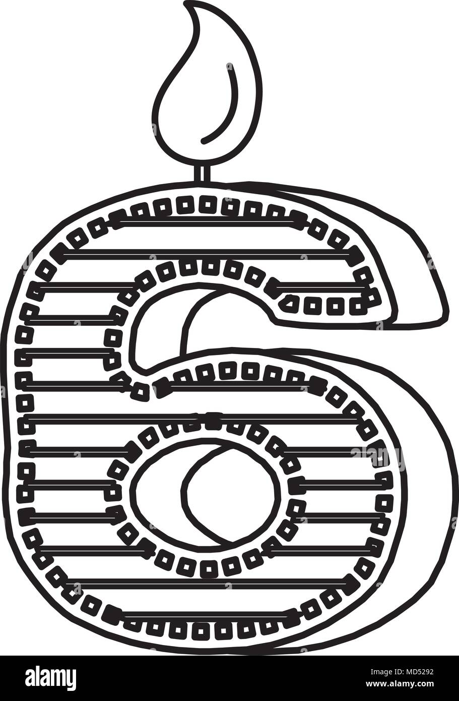 birthday candle with number six Stock Vector Image & Art - Alamy