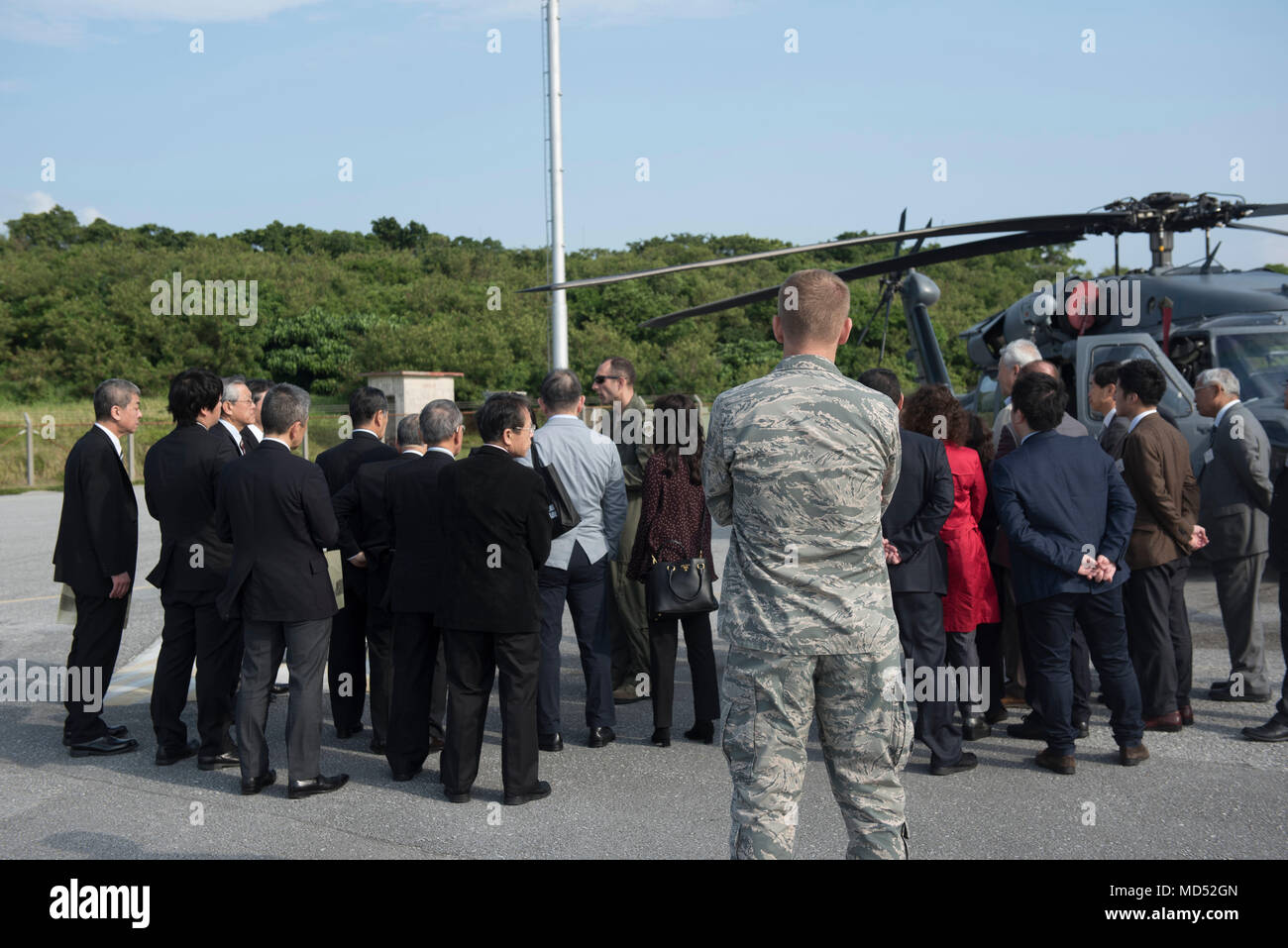U.S. Air Force Brig. Gen. Case Cunningham, 18th Wing commander, watches ...