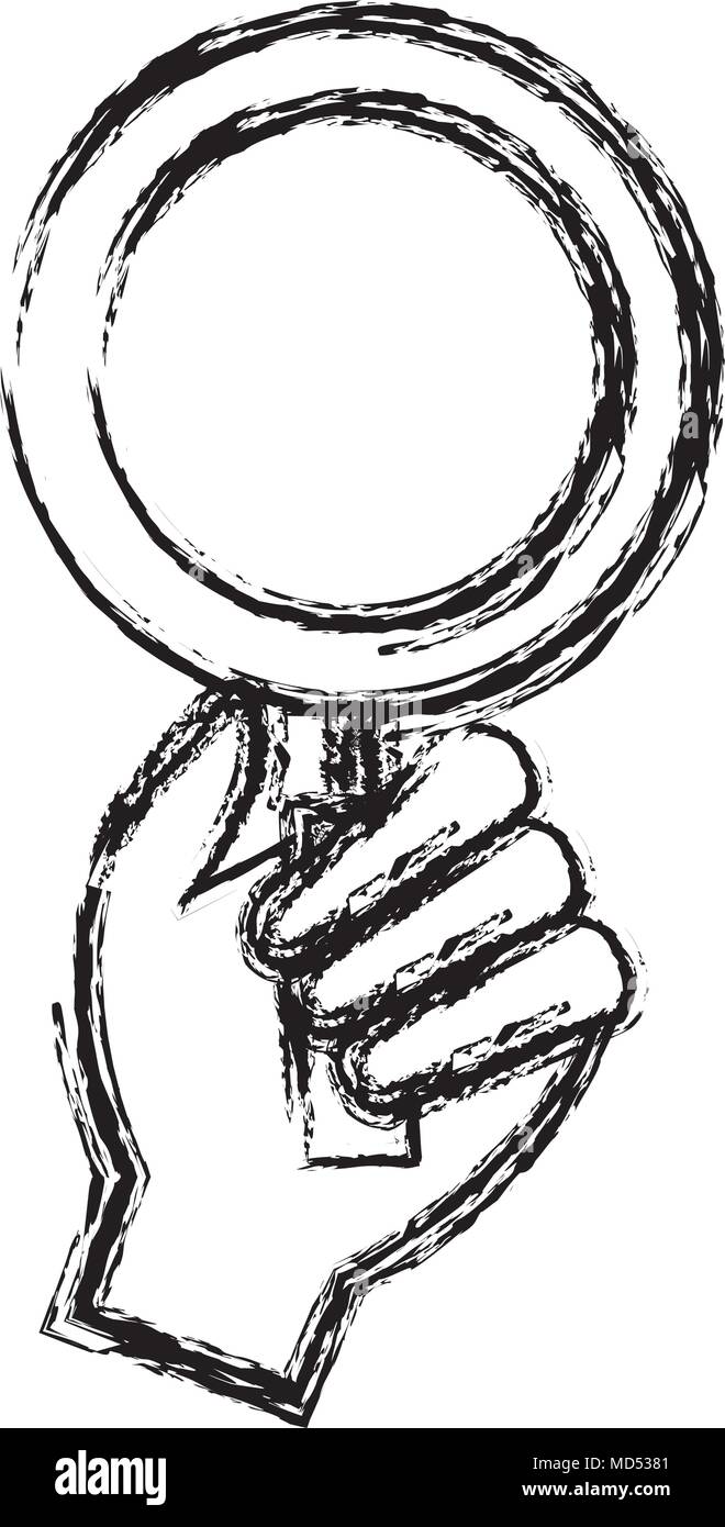 hand human with magnifying glass isolated icon Stock Vector Image & Art ...