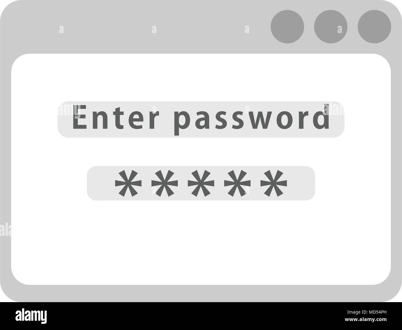 Web window. Enter passwors. Password Protection. flat interface style ...