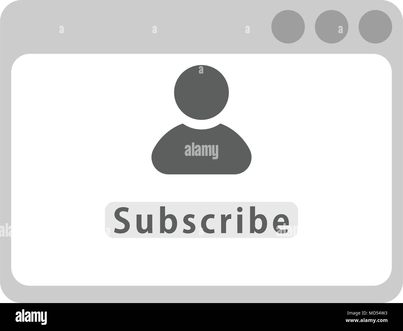 Web page with a button to subscribe to a profile, vector illustration ...
