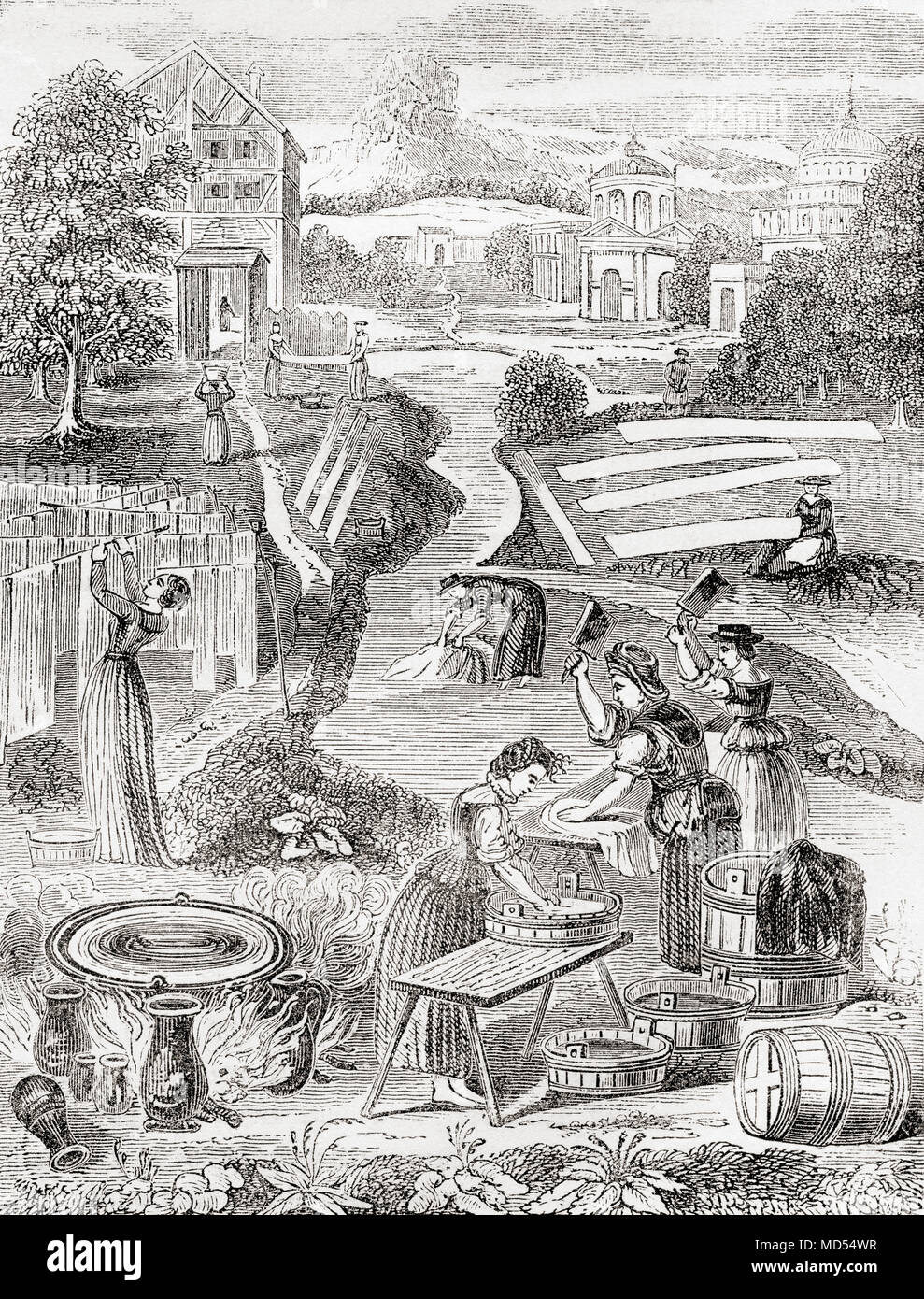 Public washing grounds, 1582. From Old England: A Pictorial Museum ...