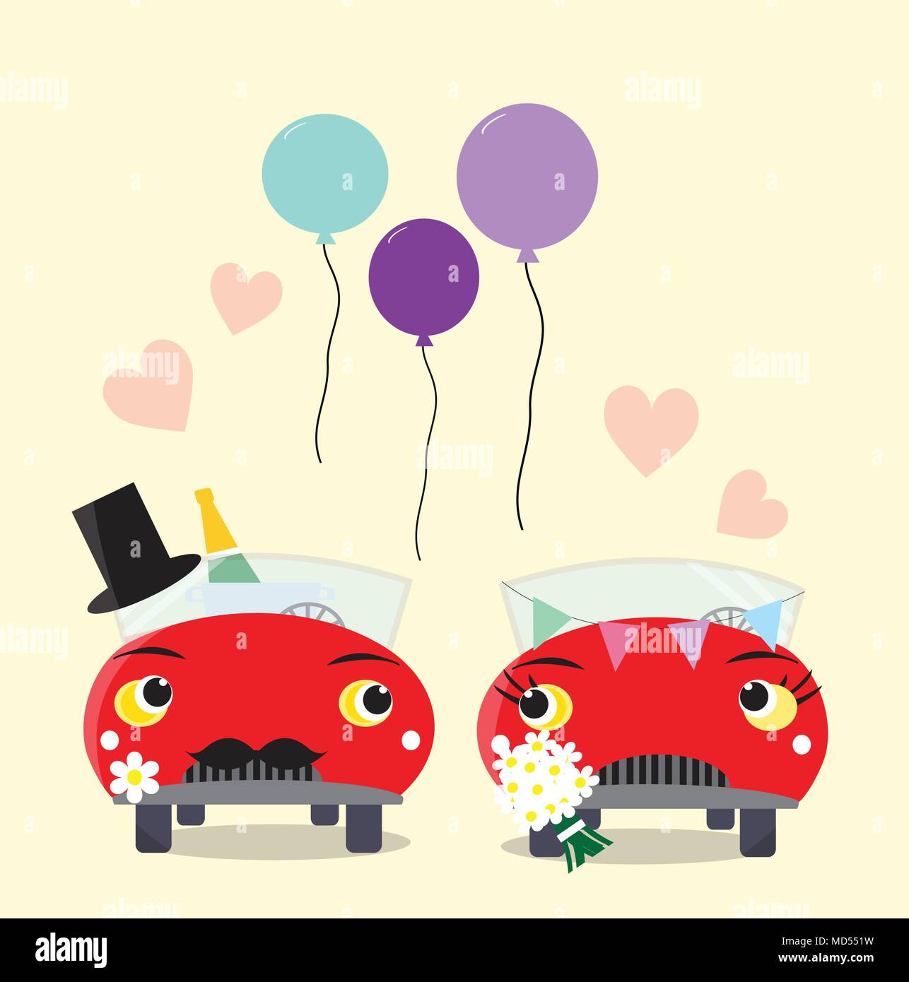 Funny cars - bride and groom. Wedding couple Stock Vector Image & Art ...