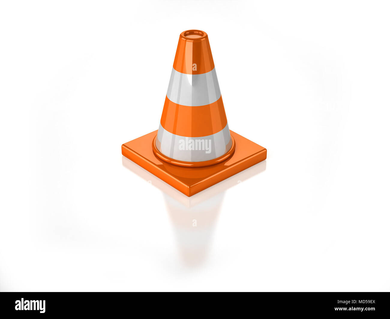 3D orange stripped cone with white background Stock Photo - Alamy