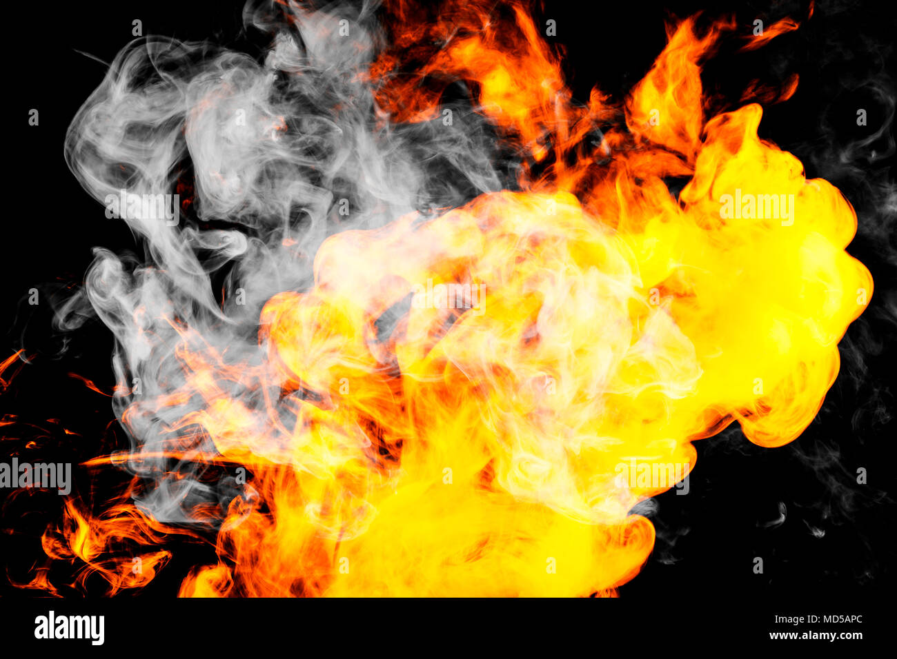Fire flames background. Colorful fiery smoke on a black isolated ...