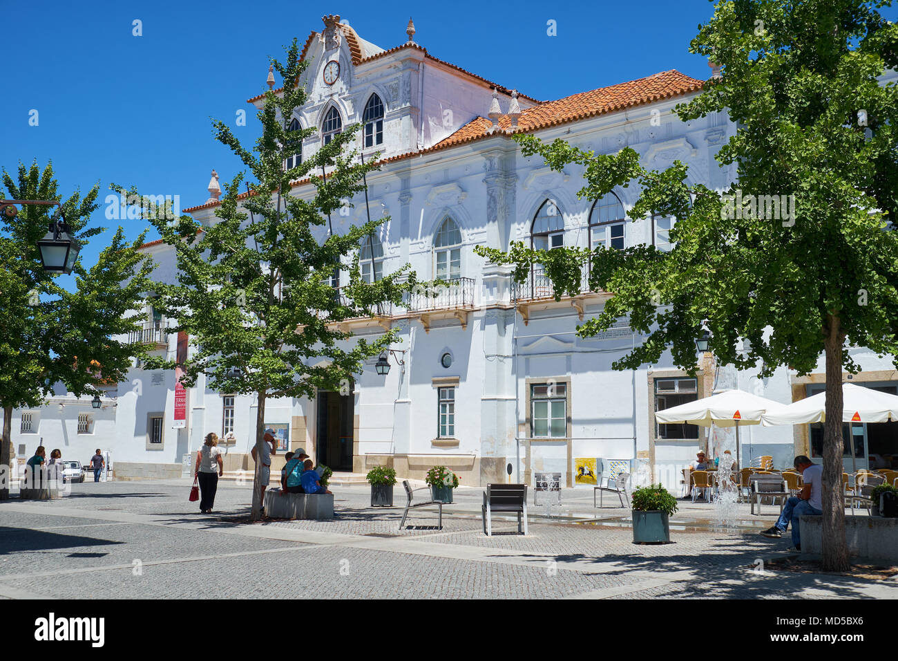 EVORA, PORTUGAL - JULY 01, 2016: Town Hall on the Plaza of Sertorio. It ...