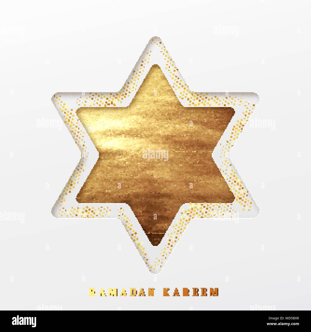 Ramadan vector background. Effect of the cut paper five-pointed star ...