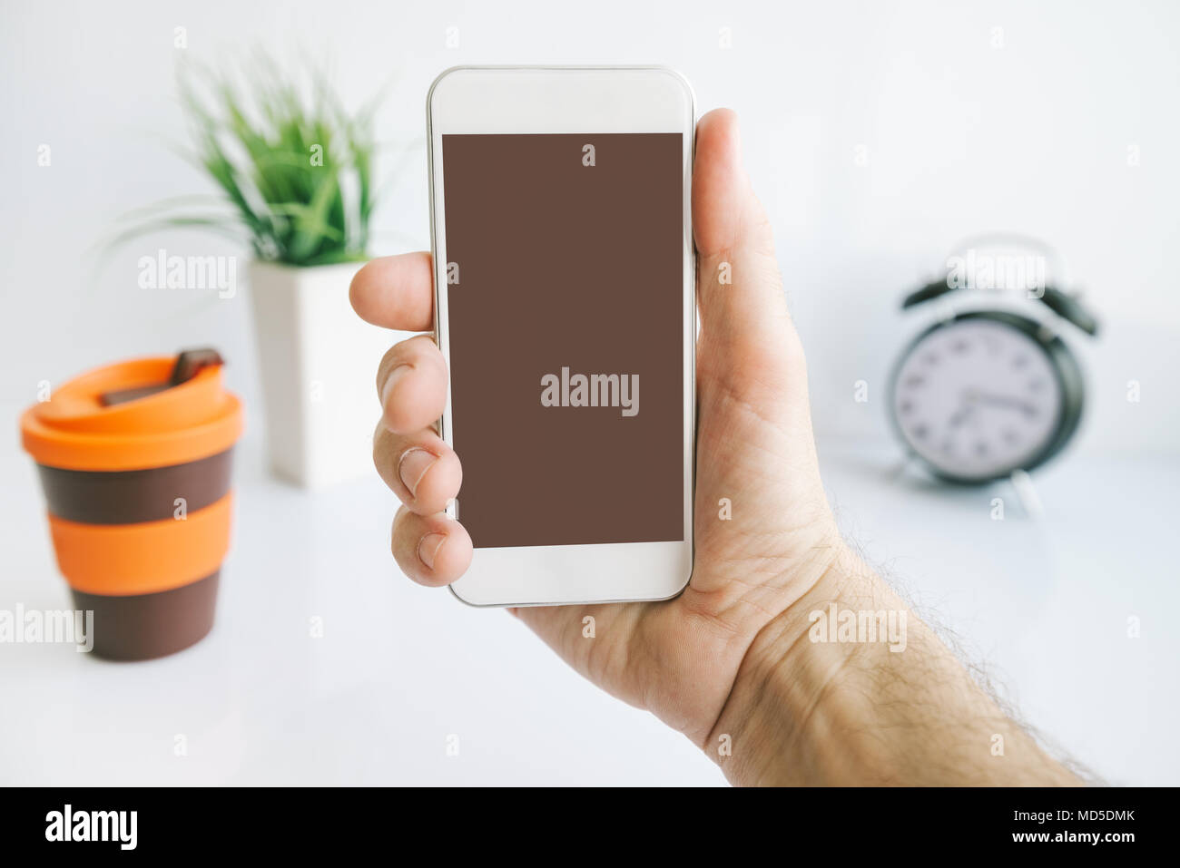 Mobile phone morning routine like checking emails, messages or social ...