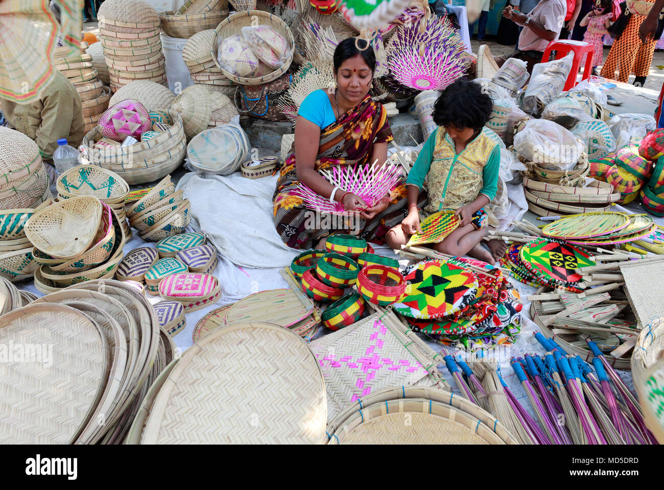 Dhaka, Bangladesh - April 15, 2018: A handicraft stall at the 10-day ...