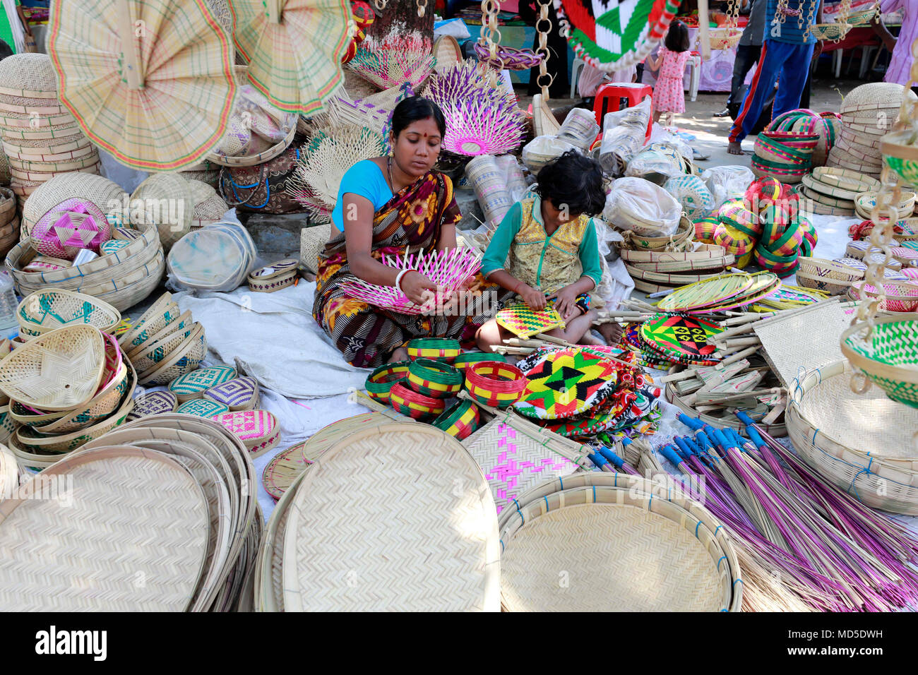 Dhaka, Bangladesh - April 15, 2018: A handicraft stall at the 10-day ...