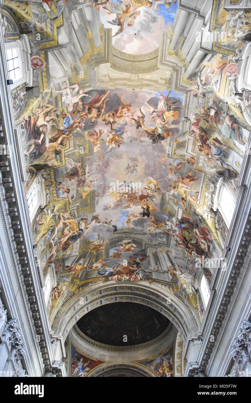 Andrea Pozzo ceiling painting. The Church of St. Ignatius of Loyola at ...