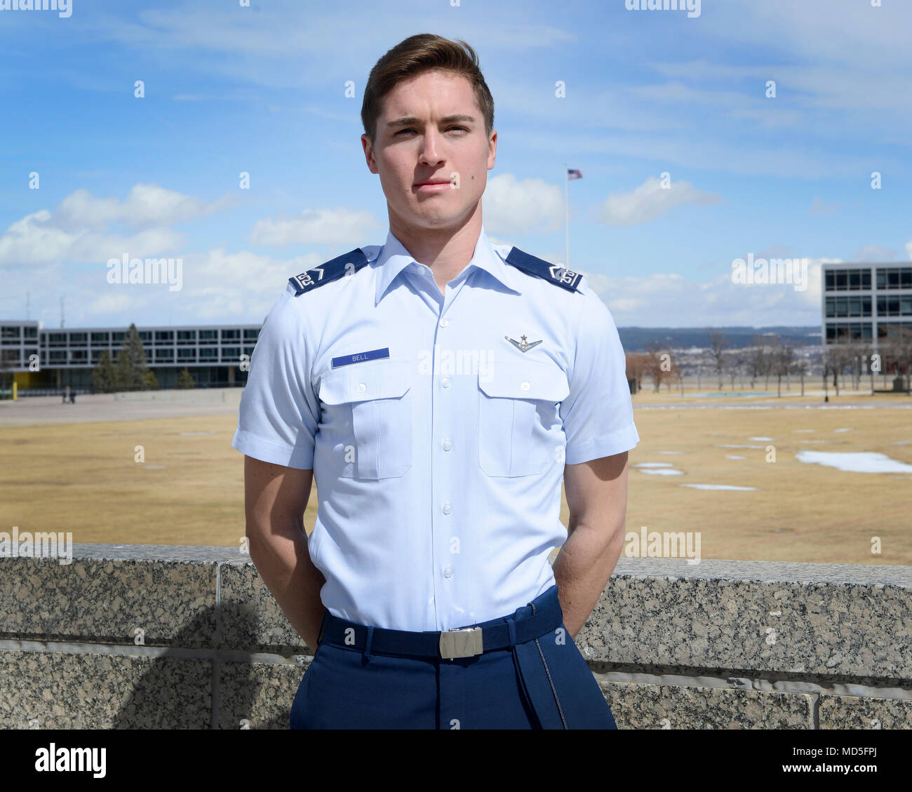 Cadet 3rd Class Jack Bell, Cadet Squadron 29, poses for a photo on the ...