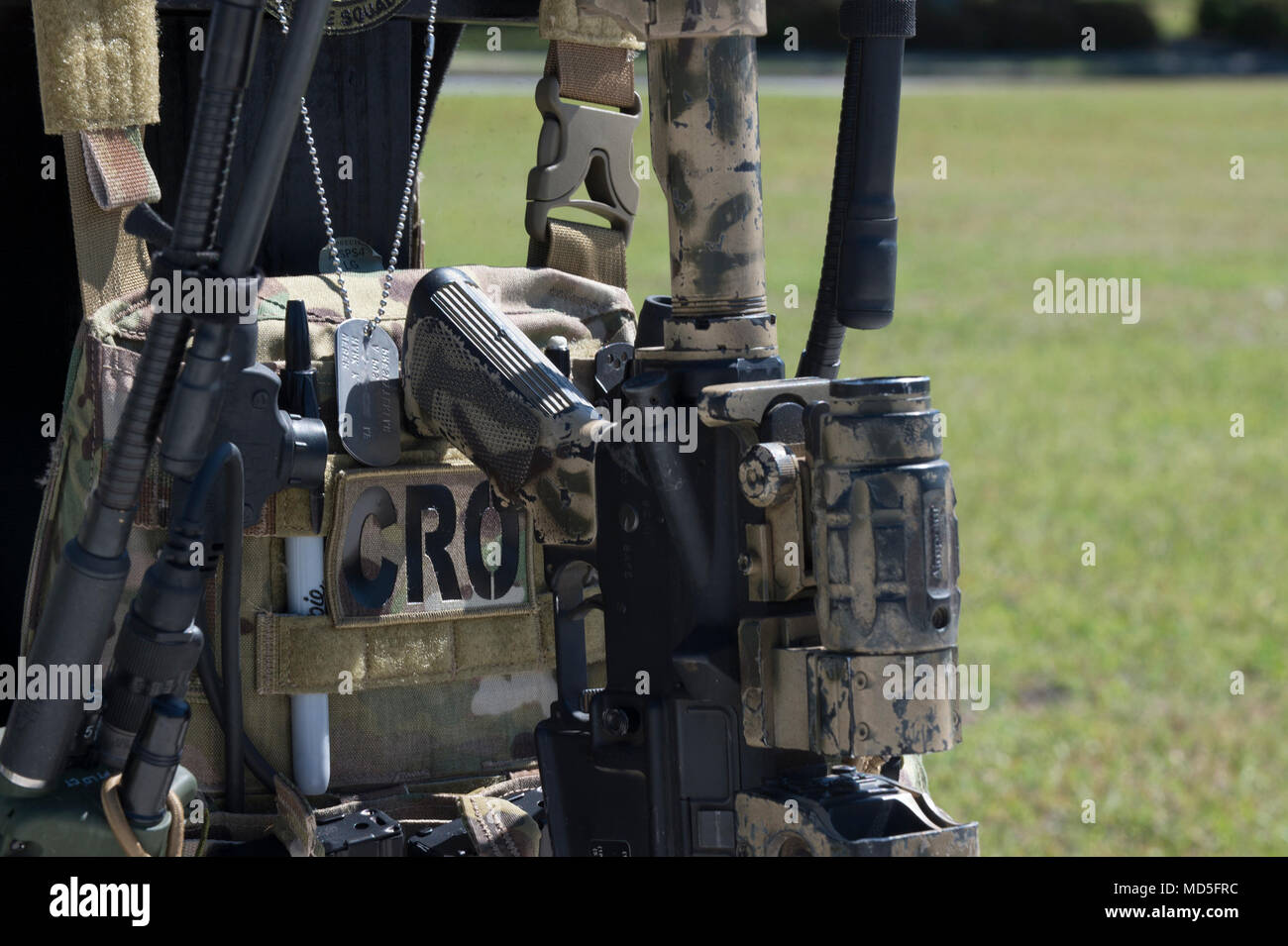 A battlefield cross sits on display following a memorial service in ...