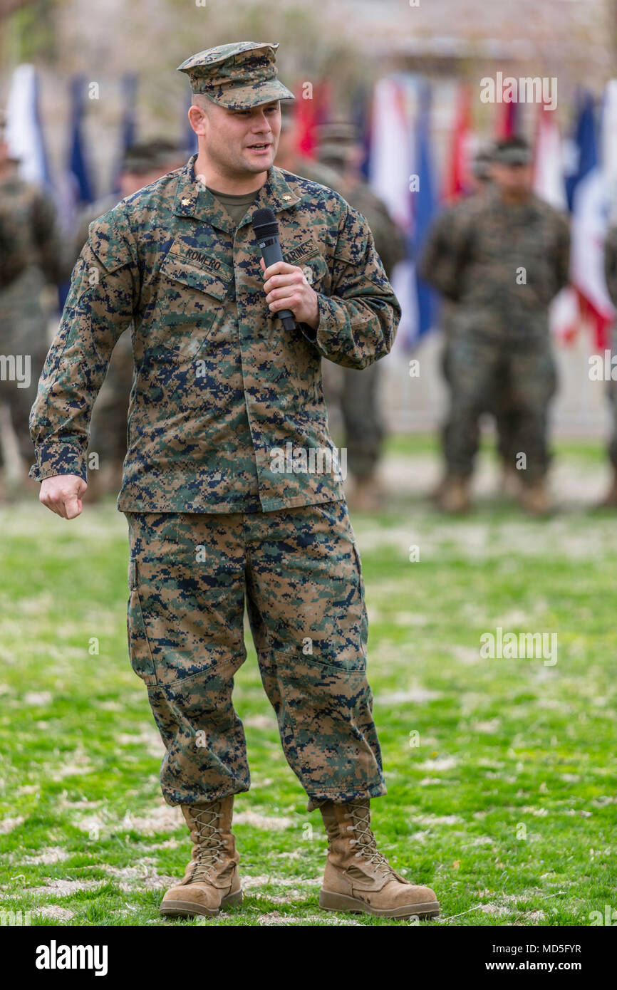 Major Alfredo Romero, incoming Headquarters Company commanding officer ...