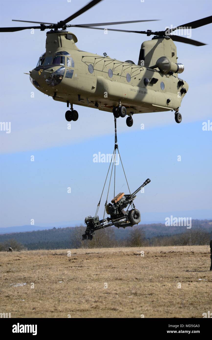 GRAFENWOEHR, Germany-- On a cold and windy afternoon, a CH-47 Chinook ...