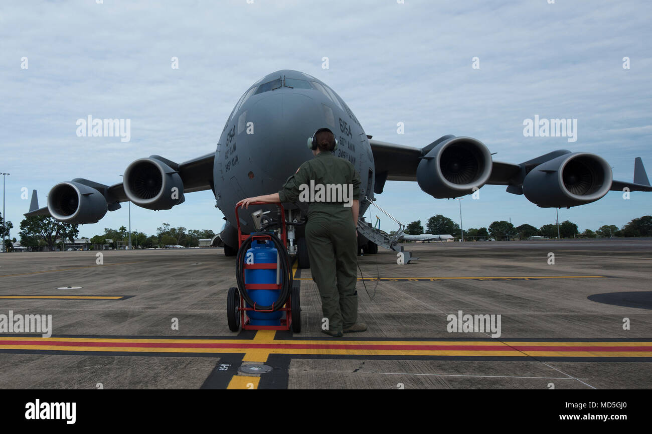 U.S. Air Force Senior Airman Kaitlyn Besse, a loadmaster assigned to ...
