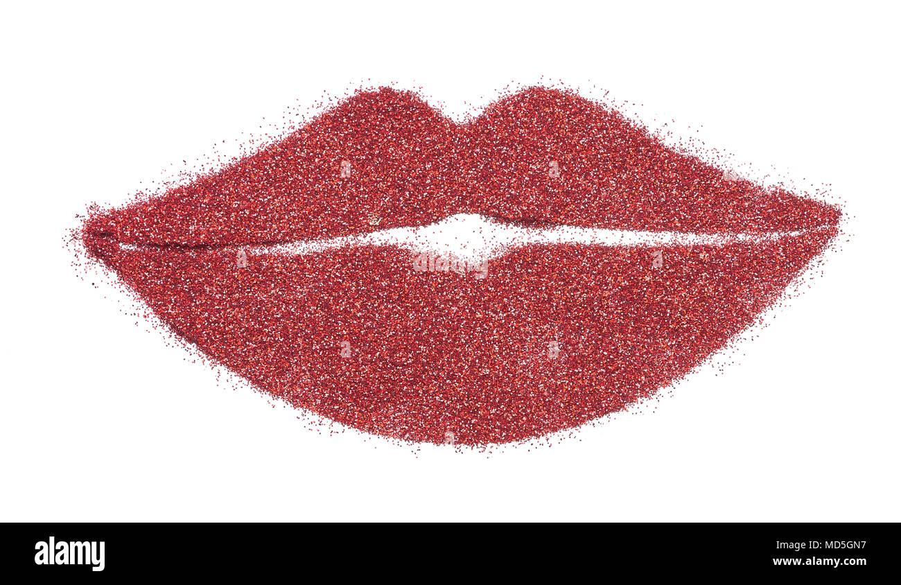 Cartoon Red Glitter Lips