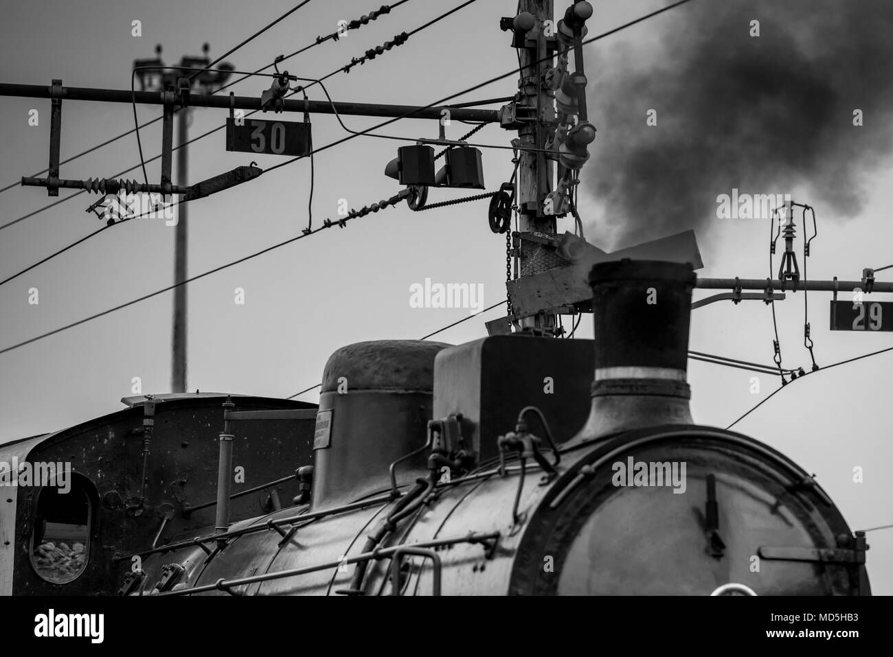 old train - black and white image Stock Photo - Alamy