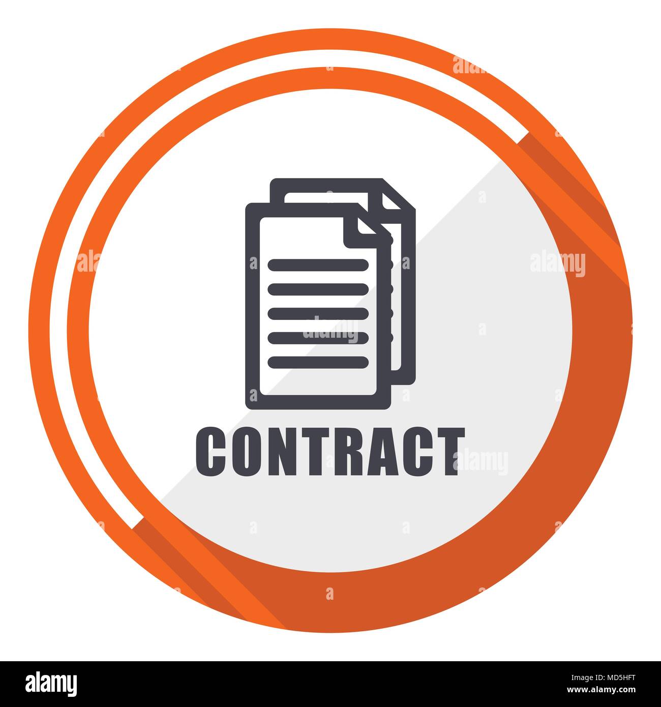 Contract flat design orange round vector icon in eps 10 Stock Vector ...
